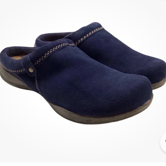 Clarks | Shoes | Clarks Womens Navy Suede Clogs | Poshmark
